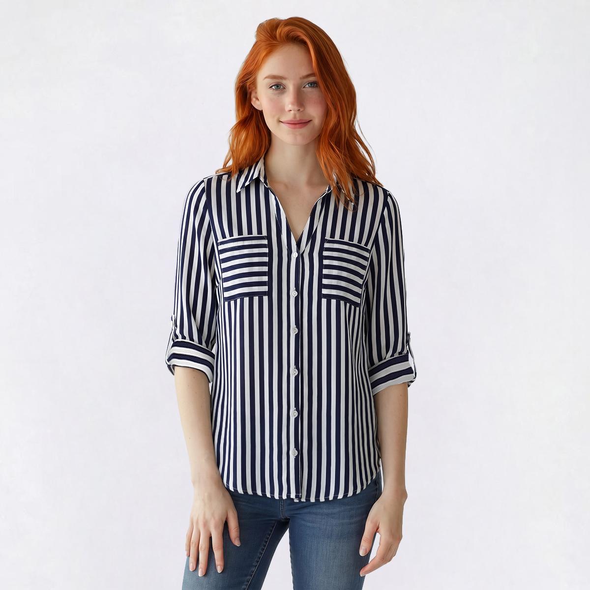Click here for Juniors A. Byer Stripe Portofino Button Up Top prices